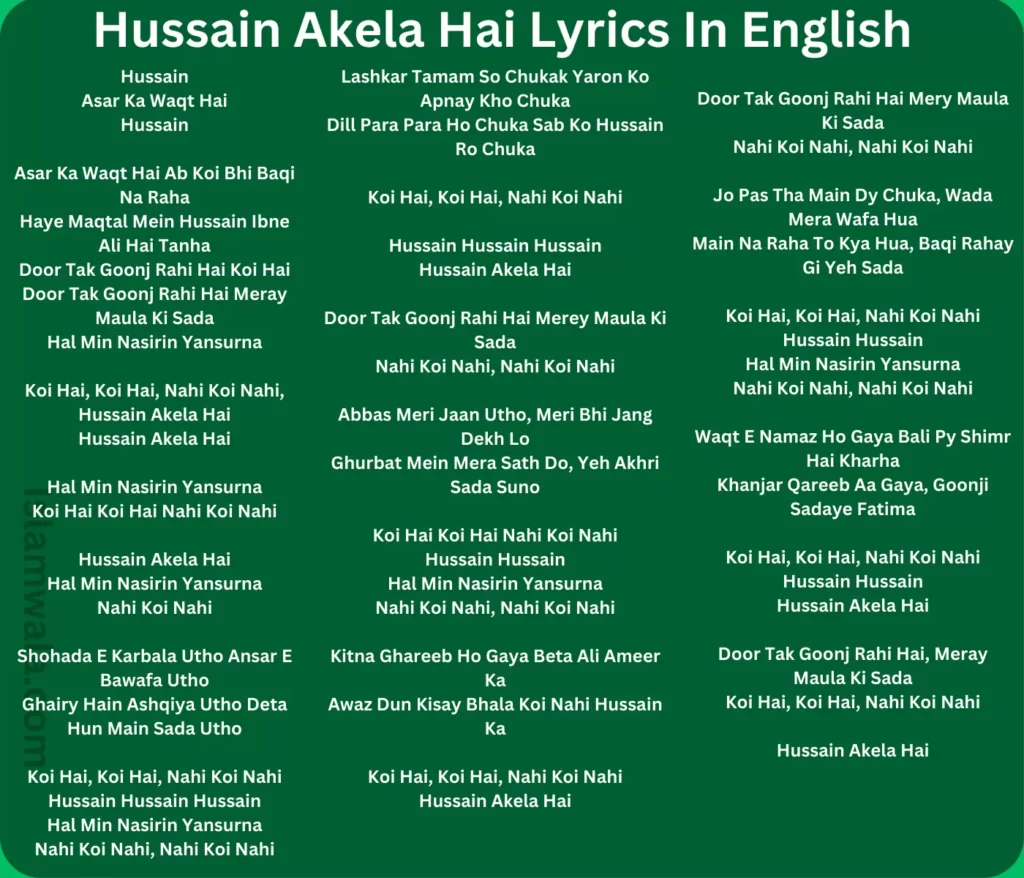 Hussain Akela Hai Lyrics By Nadeem Sarwar (Read & Download)