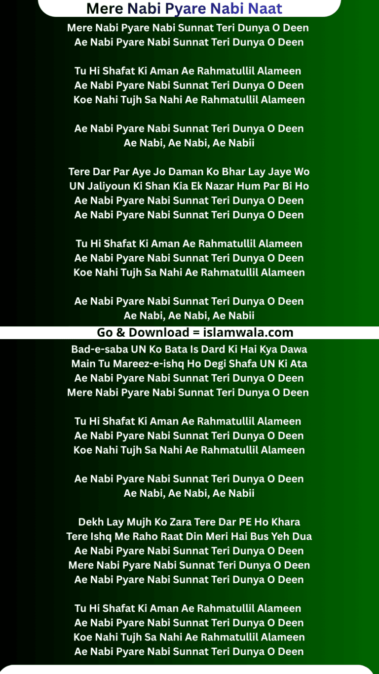 Mere Nabi Pyare Nabi Naat Lyrics In Hindi..By Junaid 2026
